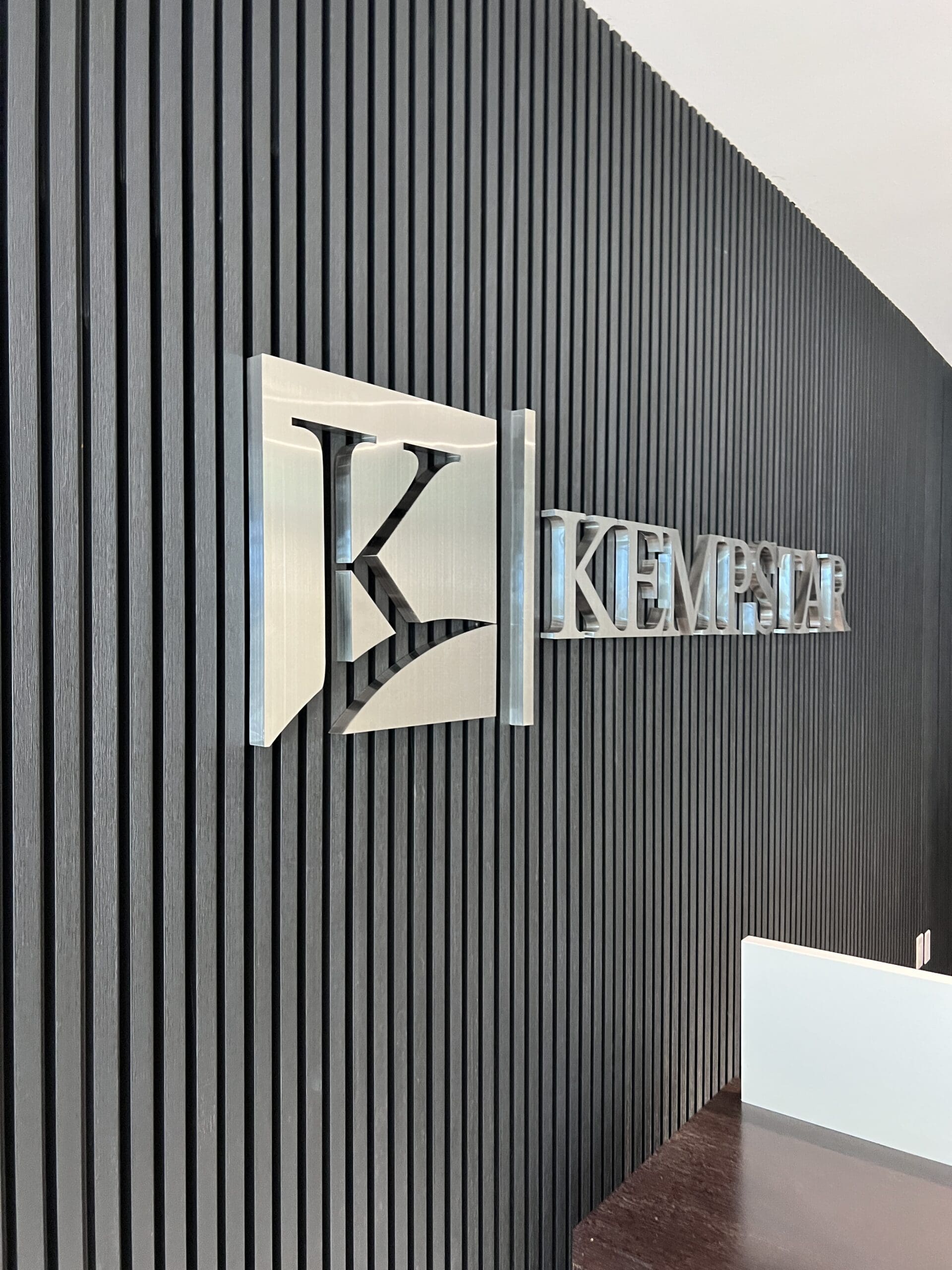 Brushed Aluminum Lobby Sign for Kempstar's - Coral Gables